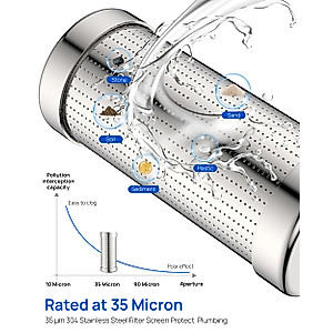 J-HVA Sediment Water Filter G3/8(9/16in) - Under Sink Water Filter, for Bathroom Kitchen RV Plumbing Water Faucet Supply Lines,35 Micron Flushable Inline Water Hose Filter, Conncet Angle Valve(2 Pack)