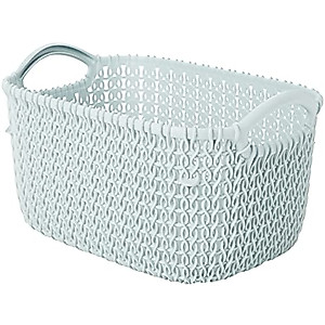Curver Basket Rectangular Knit 9,76x6,89x5,47in in Misty Blue, 20.5 x 17.5 x 14 cm