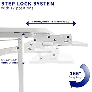 VIVO Large Under Desk 27 x 11 inch Computer Keyboard and Mouse Tray with Swinging Height Adjustment, 12 Settings, Platform Drawer for Typing, White, MOUNT-KB08SW