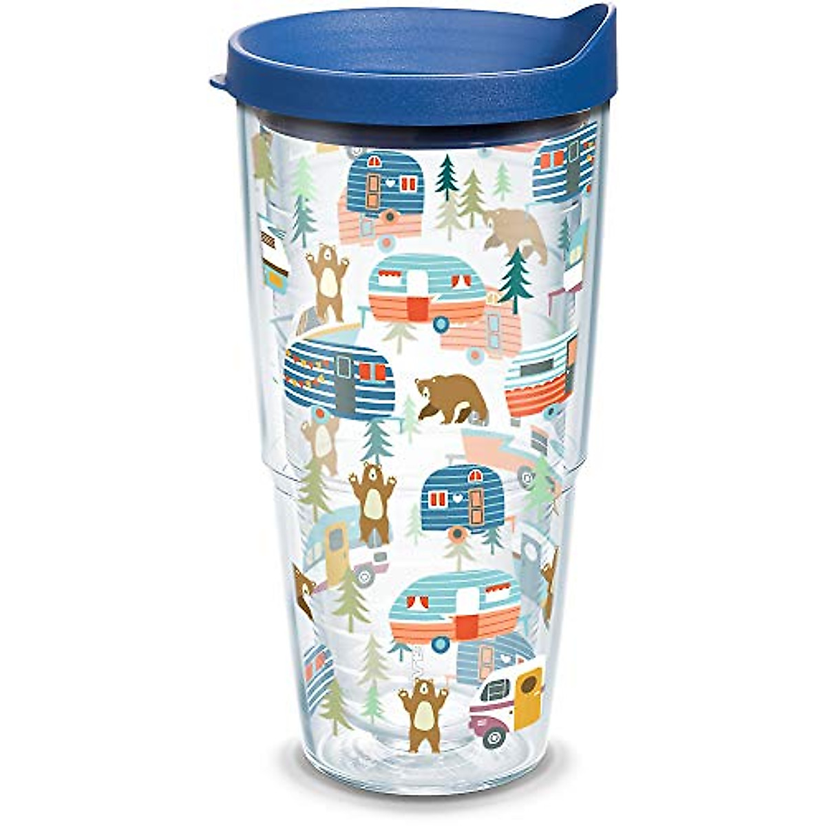 Tervis Made in USA Double Walled Trailer Bears Insulated Tumbler Cup Keeps Drinks Cold & Hot, 24oz, Clear