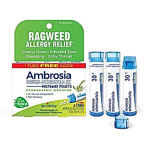 Boiron Ambrosia 30C Homeopathic Medicine for Relief from Allergy Symptoms of Sneezing, Runny Nose, Irritated Eyes, and Itchy Throat or Nose - 3 Count (240 Pellets)