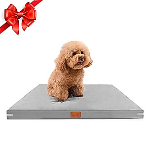 suddus Orthopedic Dog Bed for Medium Dogs, Non-Slip Pet Bed with Waterproof Lining, Memory Foam Dog Bed for Crate Big Dog Bed with Removable Washable Cover (Grey, M)