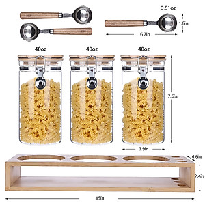 KKC HOME ACCENTS Airtight Glass Coffee Bean Storage Jars with Scoops for Coffee Bar,Sealed Glass Canisters with Hinghed Lids for Ground Coffee,Loose Leaf Tea, Matcha,Sugar,40 Fluid-oz