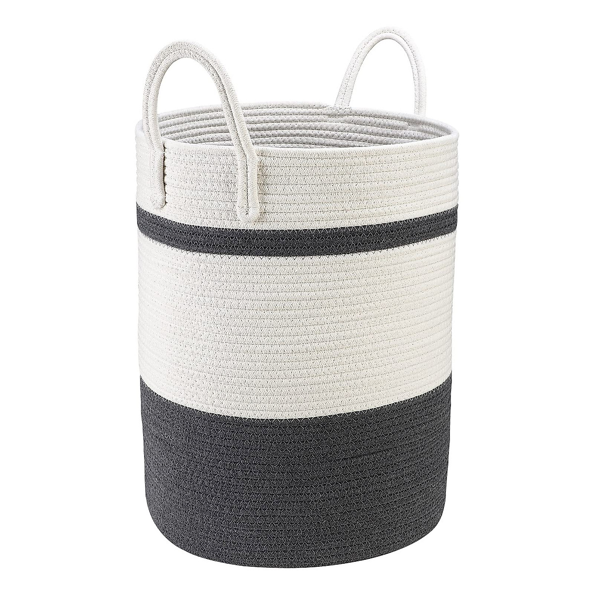 NPNG Large Cotton Rope Storage Basket,19.68"x14.96" Decorative Woven Cotton Rope Basket, Laundry Basket, Blanket Basket, Baby and Dog Toy Storage Baskets Kid Laundry Hamper Towel Basket