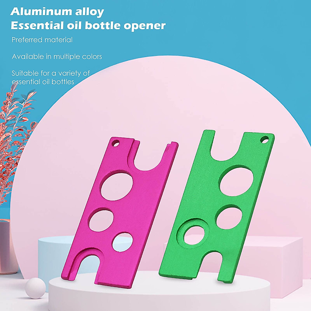 Essential Oils Opener Key Tool Set (Multi-Colored) The Perfect Opener and Remover Accessory for Roller Balls and Caps on Most Bottles,Universal Metal Key Tool Opener and Remover (Pink)