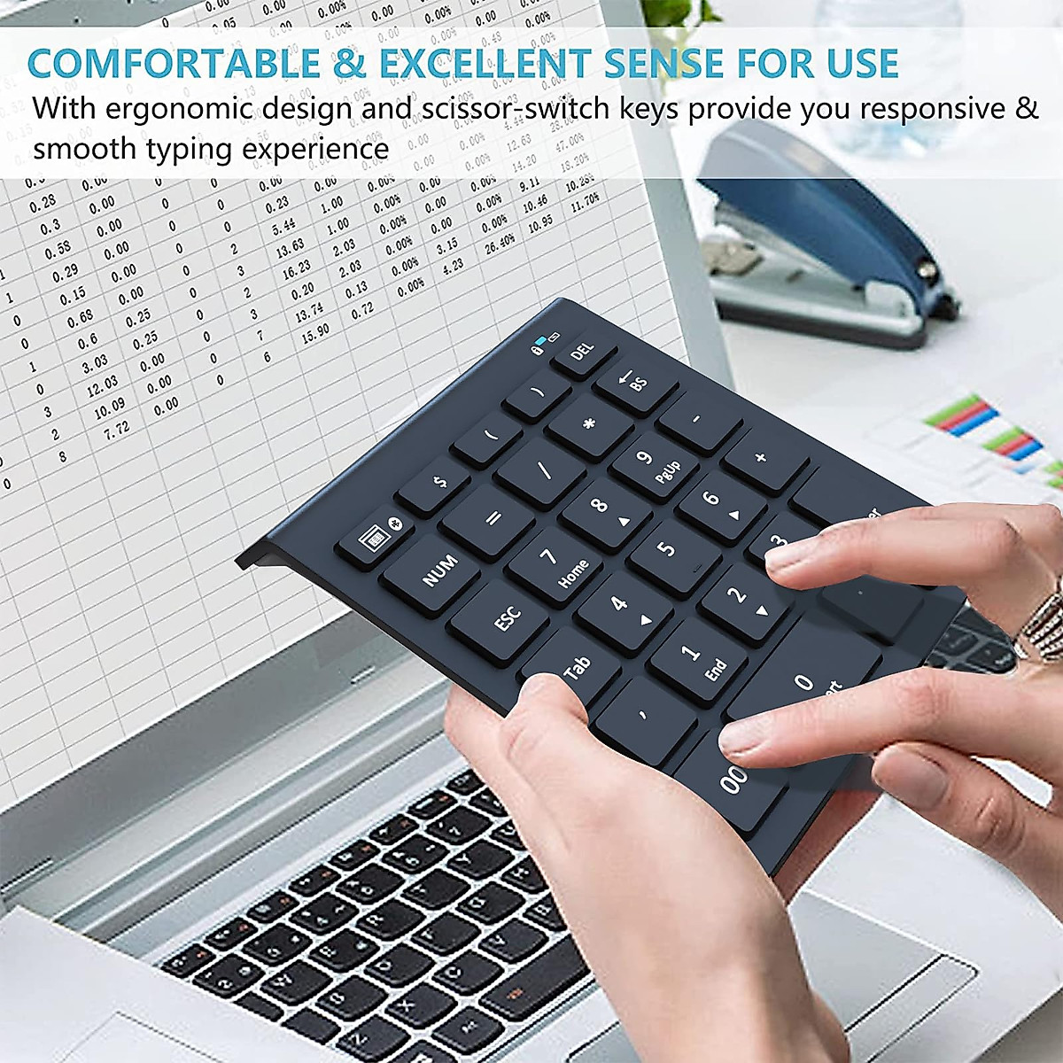 Bluetooth Number Pad for Laptop, Wireless Numeric keypad, 28 Keys Numpad Number Keypad Bluetooth 10 Keys Number Pad for Laptop, MacBook Air/Pro, iMac, Surface Pro, etc