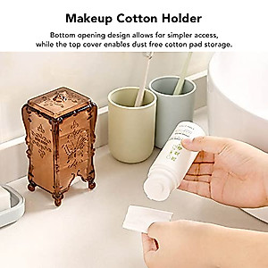 Cotton Pad Holder, Large Capacity ABS, Cute Design, Cotton Dirt Free Makeup Box for Bedroom (Transparent Coffee)