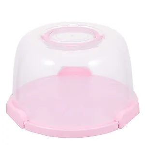 DOITOOL 1pc Plastic Cake Box Cake Food Container Pink Paper Cups Kids Travel Tray Cake Server Cake Storage Cover Mini Cake Tray Food Display Box Child