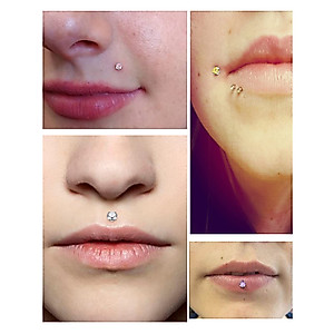 Vsnnsns 18G Threadless Push in Lip Rings Stainless Surgical Steel Labret Monroe Lip Rings Nail Cartilage Tragus Helix Earrings Studs Nose Ring Medusa Piercing Jewelry For Women Men 3mm Mix Color CZ