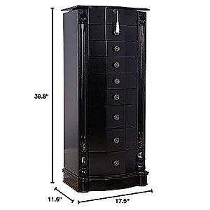 Alveare Home Louisa Locking Jewelry Armoire, Black