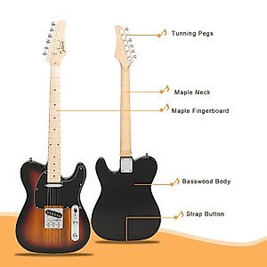 GLARRY 39" GLP Electric Guitar Solid Body Full Size Kit for Beginner, Humbucker Pickups, 3-Ways Switch with Bag, Strap, Cable, Plectrum, Pick (Black)