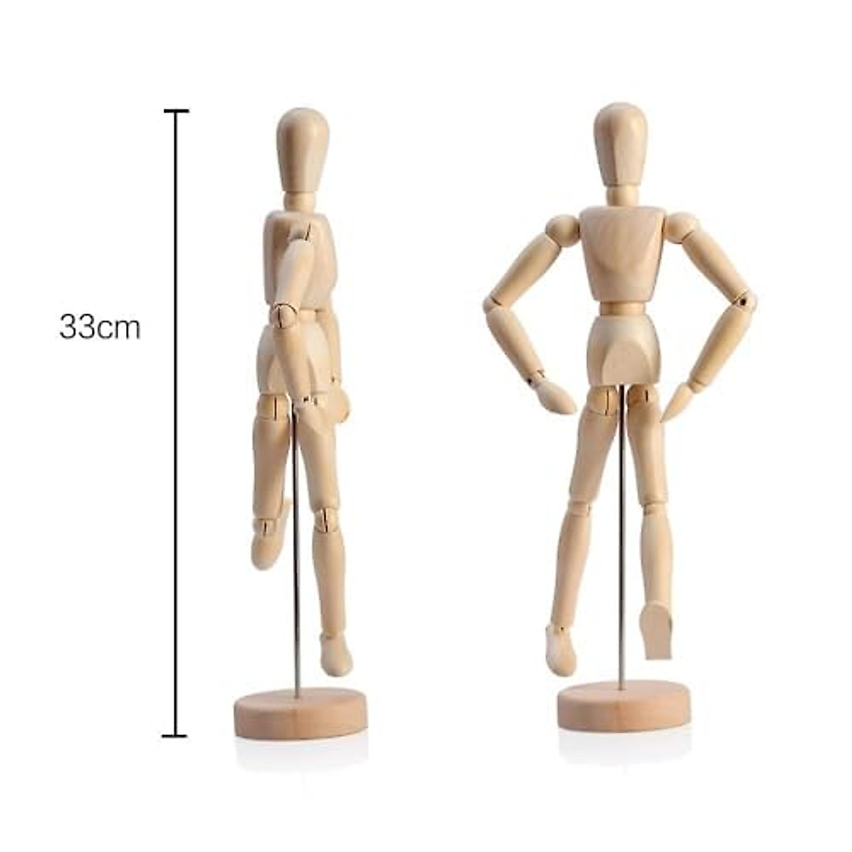 HSOMiD 12'' Artists Wooden Manikin Jointed Mannequin Perfect for Home Decoration/Drawing The Human Figure (A)