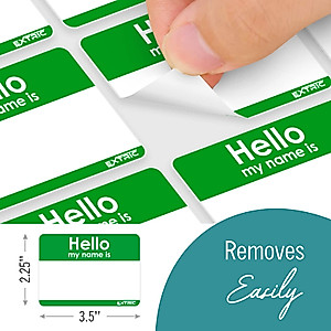 100 Count Name Tags | Hello My Name Is Stickers | Green Name Tag Stickers, 2.25" x 3.5" Name Tag