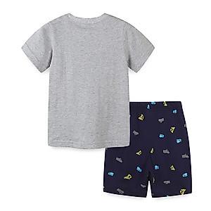 Funnymore Toddler Boy's Summer Clothes,Cotton Short Sleeve T-shirt and Shorts Outfit Clothing Set Grey Truck 3t