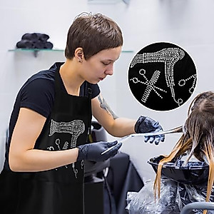 Coume 2 Pcs Hair Stylist Apron Hairstylist Salon Apron with Rhinestone Tools 3 Pockets Waterproof Hairdresser Barber Apron(White,Trendy Style)