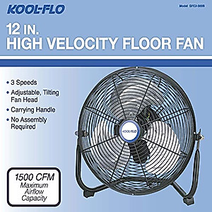 Kool-flo Sfc2-300b High Velocity Fan, 3 Blade, Black