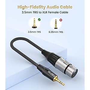 tisino XLR to 3.5mm Balanced Cable Adapter, Gold-Plated XLR Female to 1/8 inch Mini Jack Aux Mono Audio Cord for Shotgun or Condenser Microphones - 1ft