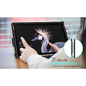 MoKo Case Fit Microsoft Surface Pro 7 / Pro 6 / Pro 5 / Pro 2017 / Pro 4 / Pro LTE, All-in-One Protective Rugged Cover Case with Pen Holder, Hand Strap, Compatible with Type Cover Keyboard, Black