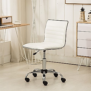 Roundhill Furniture Fremo Chromel Adjustable Air Lift Office Chair in White