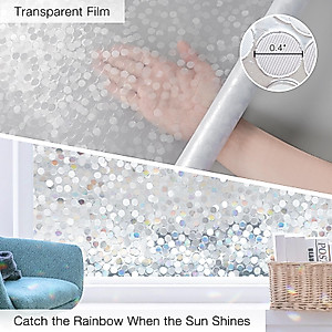 rabbitgoo Window Privacy Film Rainbow Window Clings Stained Glass Window Decals 3D Decorative Window Coverings, Static Cling Removable Glass Door Window Stickers, Anti-UV Non-Adhesive 17.5" x 78.7"