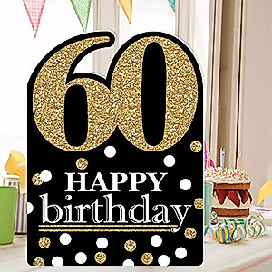 Big Dot of Happiness Adult 60th Birthday - Gold - Happy Birthday Giant Greeting Card - Big Shaped Jumborific Card - 16.5 x 22 inches