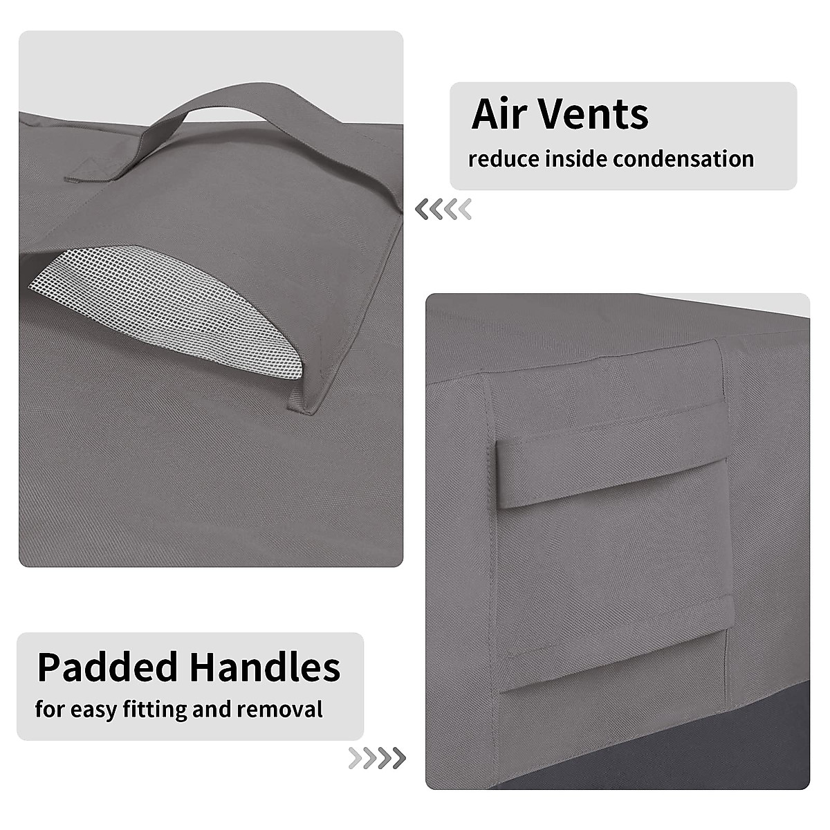 Easy-Going Outdoor Ottoman Cover, Waterproof Patio Ottoman Cover, Heavy Duty Outdoor Furniture Cover with Padded Handles (33"x33"x17", Gray/Dark Gray)