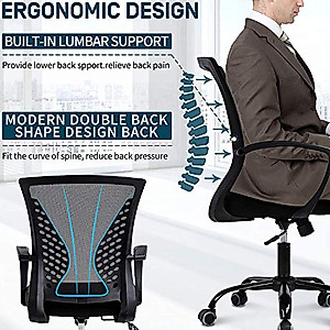 Ergonomic Office Chair Clearance Mid Back Mesh Chair with Lumbar Support and Armrest Adjustable Computer Chair Study Chair Rolling Task Chair Modern Executive Chair, Black