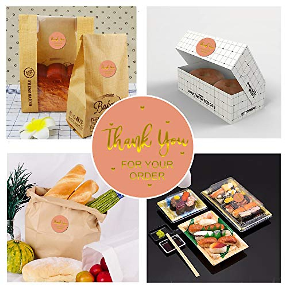 Thank You for Your Oder Stickers Roll, 1.5", Used for Your Products, Packages, Bags, Envelopes, Boxes, Cards, Letters... (1 Roll, 1000 Stickers)