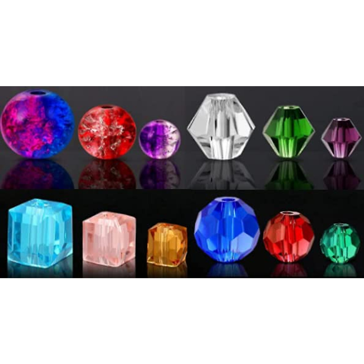 HAUTZADO Acerich 1456 Pcs Crystal Beads for Bracelets Making Faceted Bicone Cube Rondelle Glass Crackle Lampwork Jewelry Colorful Loose Necklace Earrings Crafts (SKU-285-1)