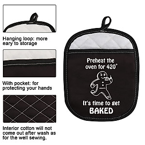 Funny Marijuana 420 Novelty Kitchen Accessories Preheat The Oven for 420 It’s Time to Get Baked Oven Pot Holder with Pocket (Preheat 420)