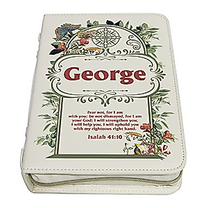 9.6x6.6 Inch Personalized Bible Cover, Custom Bible Cover – Personalized Leatherette Bible Cover and Carrying Case with Handle, Womens Bible Case - White Small (Design 4)