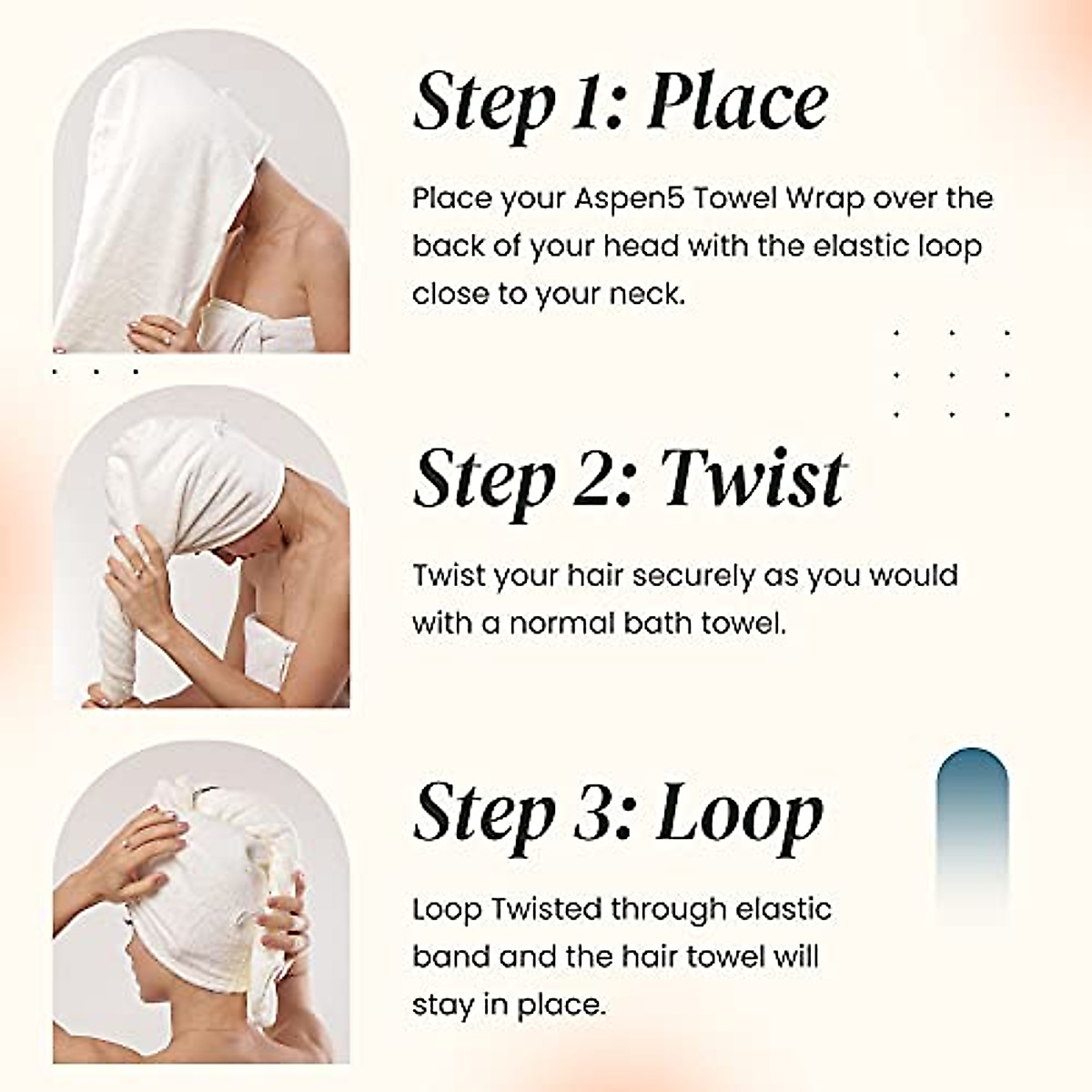 Extra Large Waffle Cotton Hair Towel Wrap - 30 inches Long, 400 GSM, Ultra Absorbent, Quick Dry Hair Turban for Women, Ideal for Long and Curly Hair, Perfect for Plopping (Coral White)