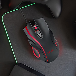 CHONCHOW Gaming Mouse Wired PC Gaming Mice with Backlit 4 Adjustable DPI Up to 7200 and 6 Programmable Buttons Ergonomic Design,USB Optical Computer Mouse for Desktop PC Laptop Gamer & Worker- Black