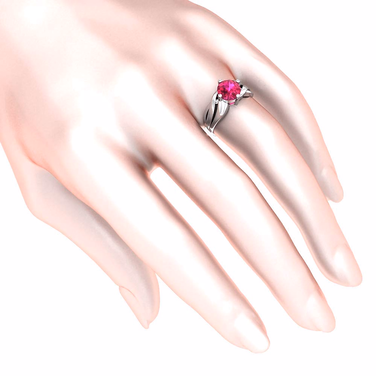 Belinda Jewelz Ring for Womens 925 Sterling Silver Ring Red Ruby Gemstone Ring Rhodium Plated 8mm Solitaire Round Cut Band Ring Jewelry Gift for Wedding Engagement, Size 8