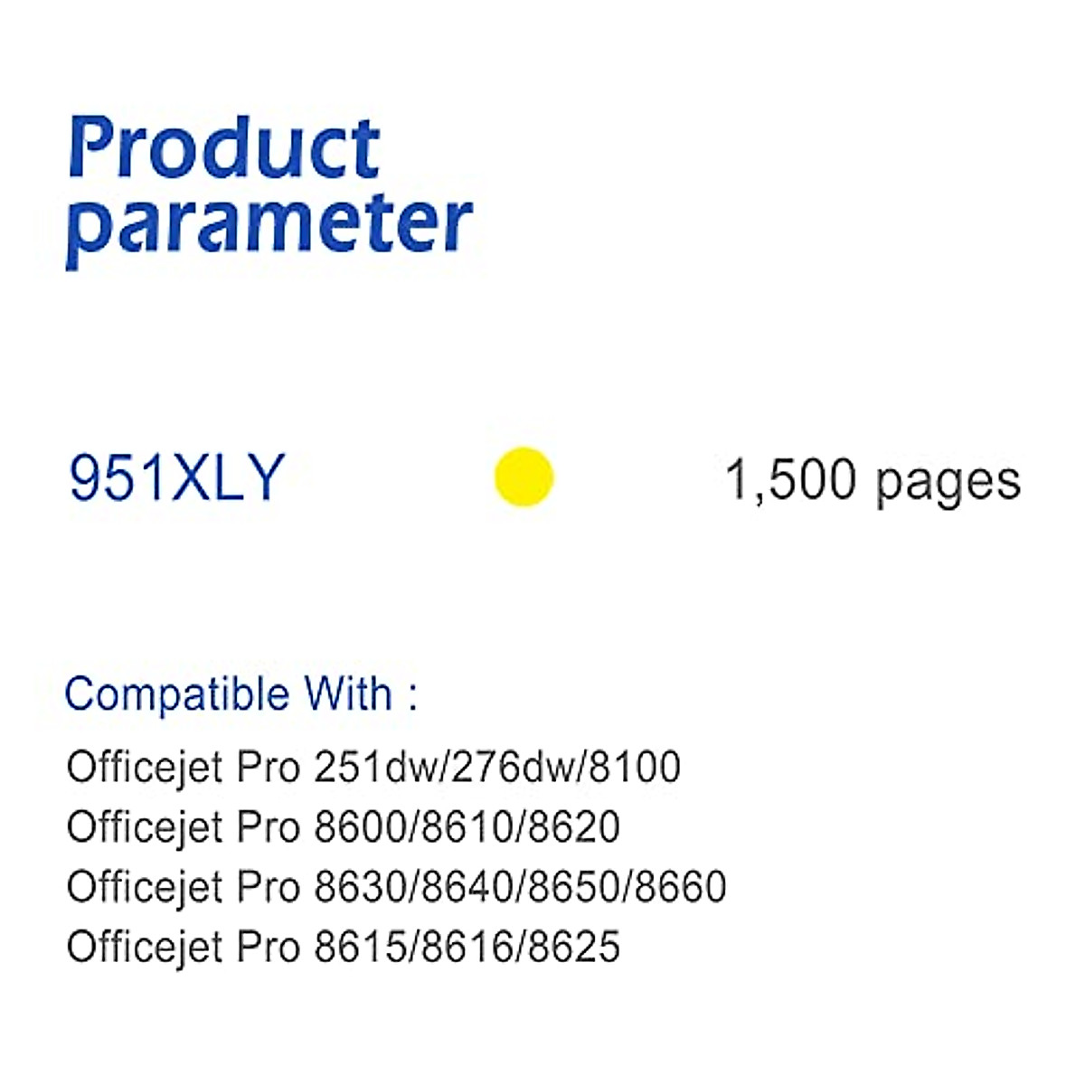 EASYPRINT Compatible (2X Yellow) 951xl Ink Cartridges Replacement for HP 951xl (High Yield) Used for Officejet Pro 251dw/276dw/8100/8600/8610/8620/8630/8640/8650/8660/8615/8616/8625, (Total 2-Pack)