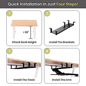 FERSGO Under Desk Keyboard Tray 20" x 11", Easy to Install Sliding Undermount Keyboard and Mouse Tray with Wrist Rest, Swivels 360° with Adjustable Height and ±15° Tilt Angle 17.75" Track With Spacers