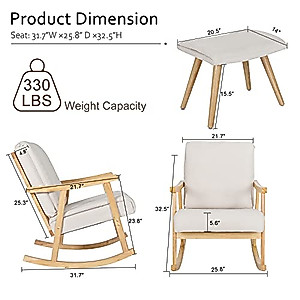 Okeysen Rocking Chair Nursery with Ottoman，Mid Century Modern Accent Chair with Upholstered Fabric, Rocker Glider Chair for Baby Nursery, Lounge Side Armchair Nursing Chair for Living Room Bedroom