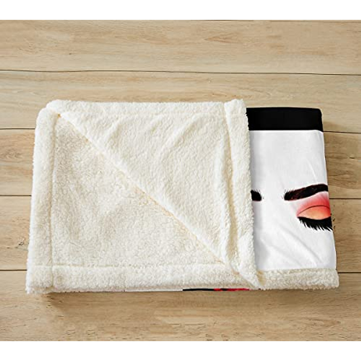Beauty Girls Throw Blanket Fashion Red Lips and High Heels Bed Blankets Kids Teens Women Living Room Black White Check Fleece Blanket Modern Lady Makeup Sherpa Blanket,for Chair/Sofa,60"×80"