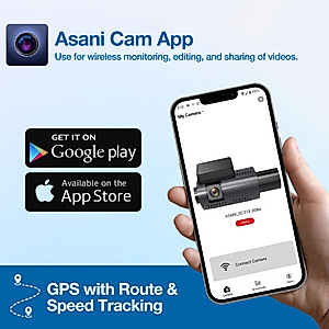 Asani 3-Channel Car Dash Cam - 4K Front, Rear, and Cabin Recording, LCD Screen, Includes 32GB SD Card, WiFi, GPS, G-Sensor, 6 IR LEDs for Night Vision, Ideal for Comprehensive Road Security