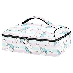 Kcldeci Insulated Thermal Food Carrier Insulated Casserole Carrier for Hot or Cold Food,Cat Mermaid Insulated Tote Bag for Potluck Cookouts Parties Picnic,Lasagna Lugger