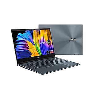 ASUS ZenBook Flip 13 OLED Ultra Slim Convertible Laptop, 13.3” Touch, Intel Evo Platform Core i5-1135G7 Processor, 8GB RAM, 512GB SSD, Windows 10 Home, AI Noise-Cancellation, Pine Grey, UX363EA-DB51T