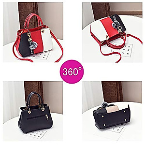 Handbags for Women Fashion Ladies Purses PU Leather Satchel Shoulder Tote Bags (red)