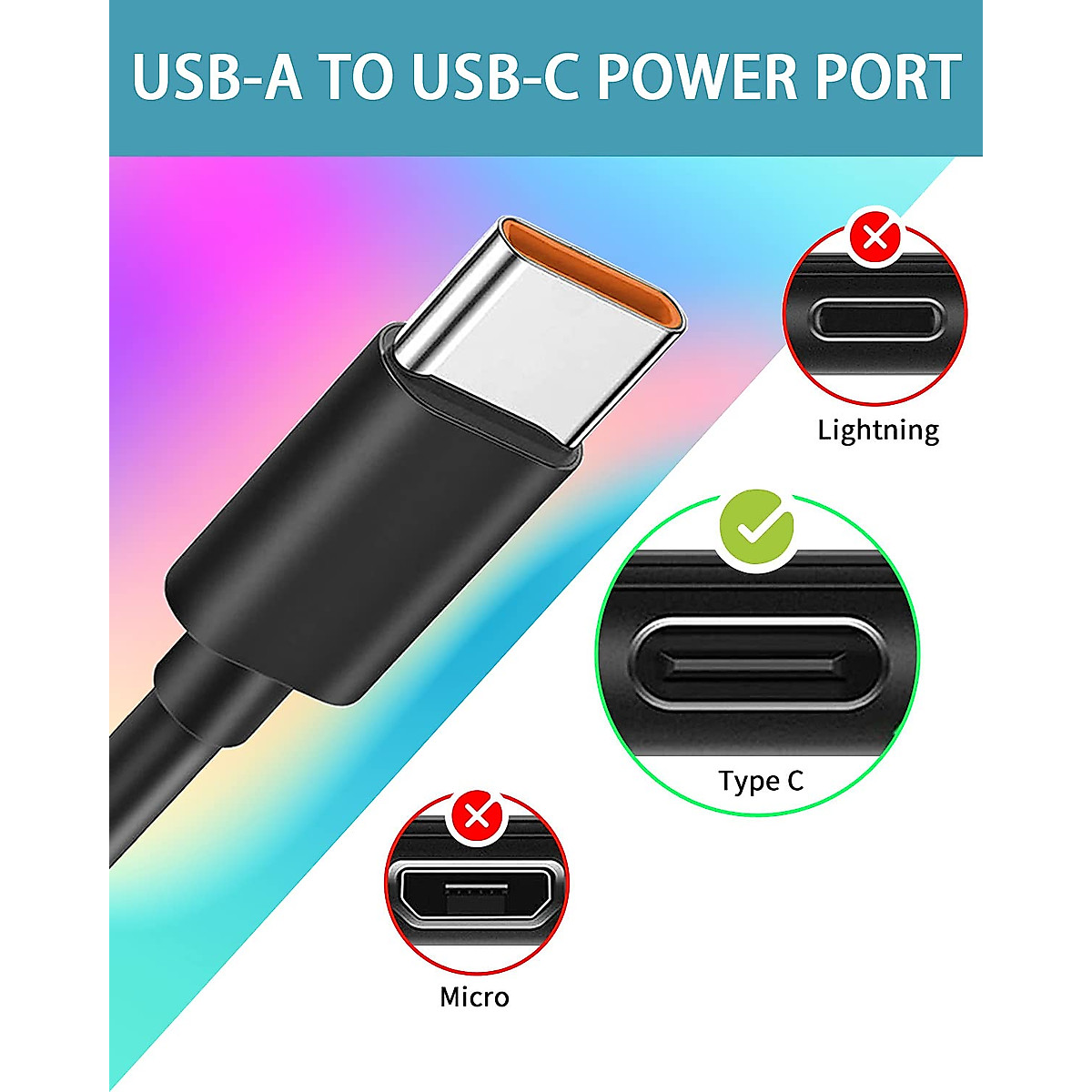 Charger Charging Cable Cord [USB-C 3.3ft] Fit for JBL Headphone Tour PRO+ TWS Live PRO+ TWS Live 660NC Tune 225TWS Tune 125TWS Earbuds Quantum ONE 800 600 400 Headset Earphone and More