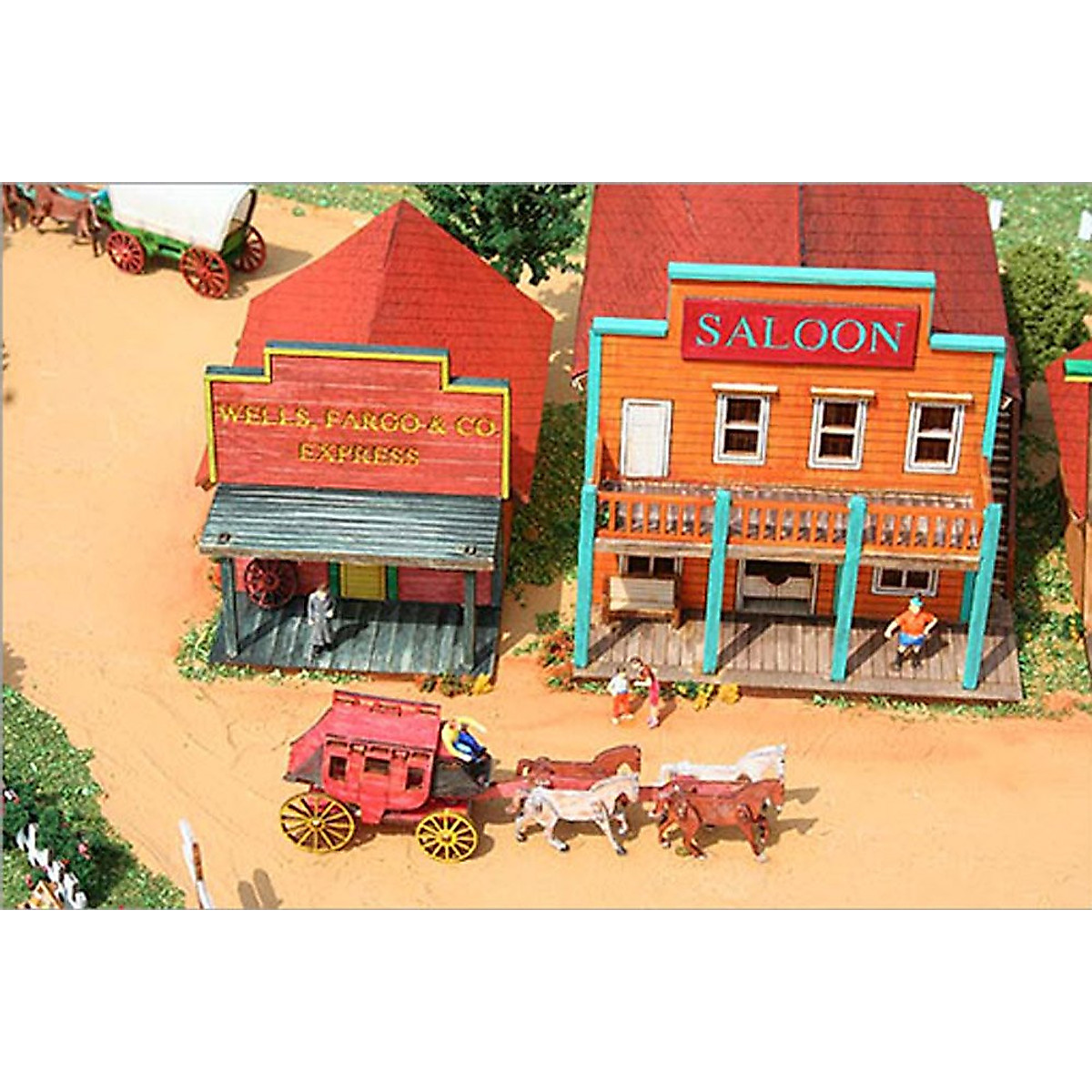 Desktop Wooden Model Kit Western Wagon Set