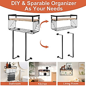 Dntorx Towel Racks for Bathroom, Wall Towel Holder with Storage Basket Bathroom Towel Rack Wall Mounted Holder Bath Towel Storage Towel Shelves Organizer for Bathroom, Rv