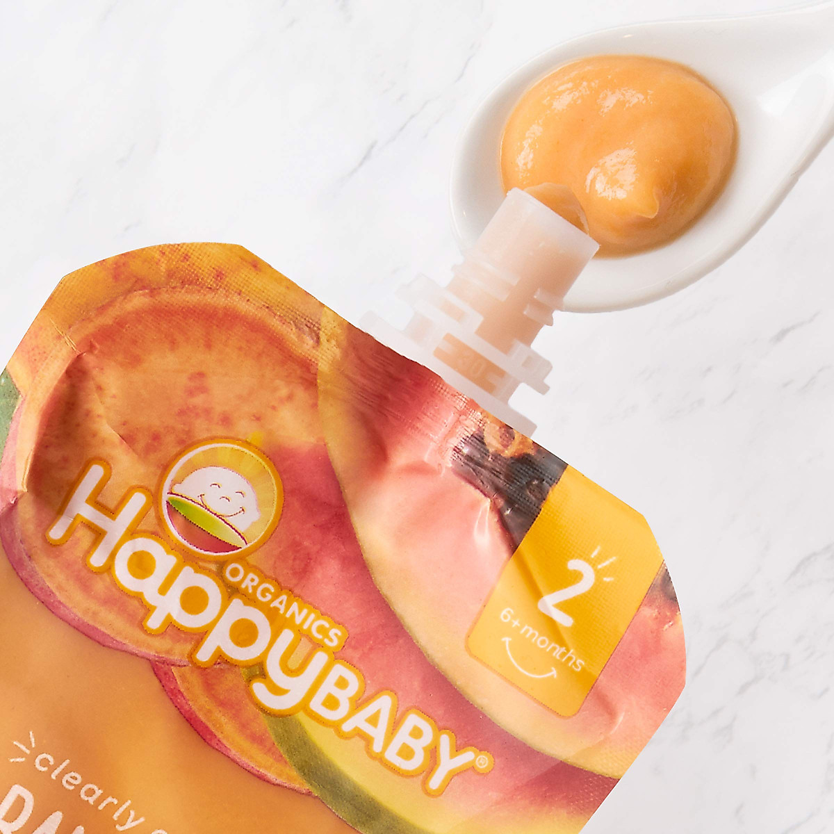 Happy Family Happy Baby Organic Clearly Crafted Stage 2 Baby Food Bananas, Sweet Potatoes & Papayas, 4 Pouch (Pack of 16), Banana Sweet Potato Yellow Papaya, 64 Oz
