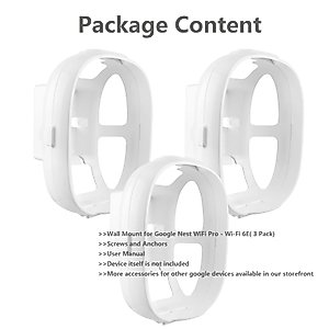 OkeMeeo Wall Mount for Nest WiFi Pro - 6E - Ceiling Mount for Google Nest Pro 6E Home WiFi System 3 Pack (Router not Included)