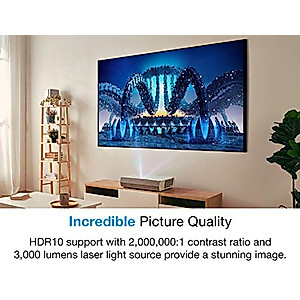 Optoma CinemaX P2 Smart 4K UHD Laser Projector for Home Theater 3000 Lumens Superior Image with Laser & 6-Segment Color Wheel (Renewed)