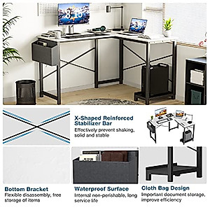 OLIXIS Simple Study L Shaped Desk, 50 inch, White