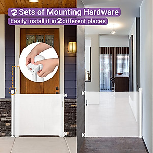 Retractable Baby Gate, Momcozy Mesh Safety Gate for Babies and Pets, Extra Wide Safety Baby Gate 33.7" Tall, Extends to 55" Wide, Pet Dog Gate for doorways, Stairs, Hallways, Indoor/Outdoor (White)